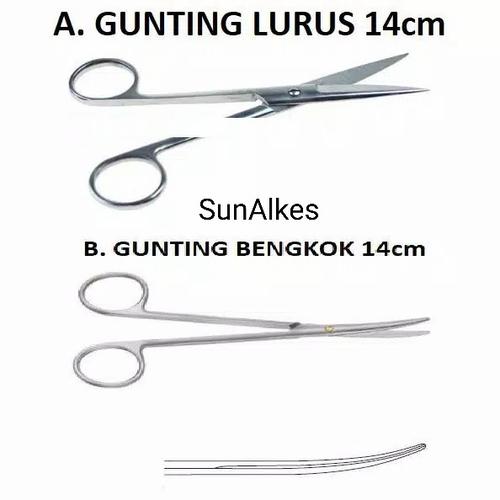 Jual Gunting Bedah,Gunting Operasi 14cm lurus dan Bengkok ujung tajam ...