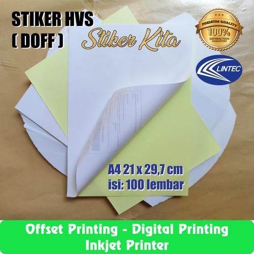 Jual Kertas Stiker HVS A4 Sticker HVS Doff isi 100 pcs merek Lintec ...