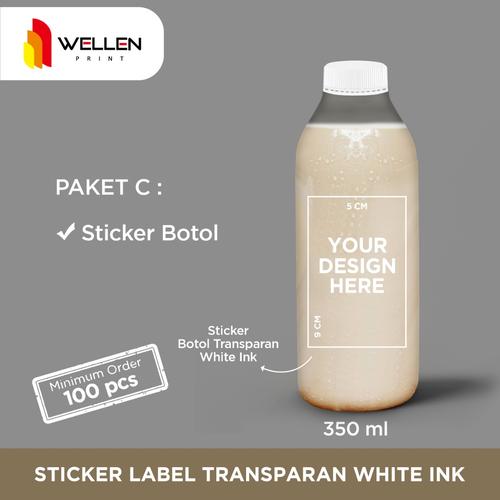 Jual Cetak Stiker Botol Transparant White Ink / Stiker Label Tinta ...