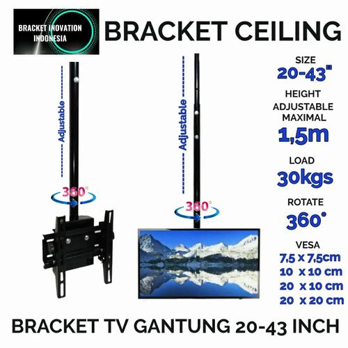 Jual Bracket monitor tv gantung atas Ceiling 19 21 24 28 32 40 43 inch ...