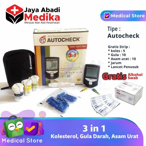 Jual alat tes kolesterol gula asam urat 3 in 1 autocheck alat tes darah ...