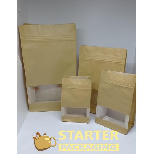 Jual Kemasan Flat Bottom Windows Kraft ECOPACK With ZIPPER VALVE/NO ...