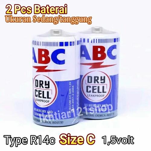 Jual 2 Pcs Baterai ABC Ukuran Sedang/Battery ABC size C R14C 1,5 Volt ...
