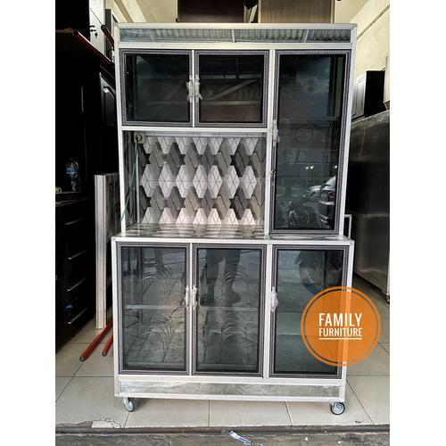 Jual Rak Piring Aluminium Tempahan Jumbo 3 Pintu Kaca Hitam Minimalis ...