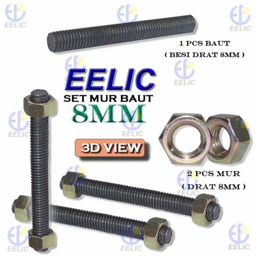 Jual BESI DRAT BAUT ULIR DENGAN DIAMETER 8 MM PANJANG 20 CM + MUR 8 MM ...
