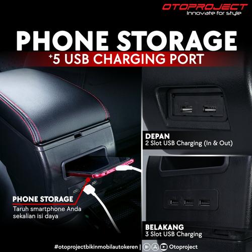 Jual Console Box Armrest Tangan Hitam usb + Tempat Botol All New Brio ...