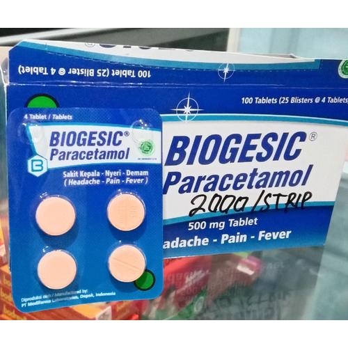 Jual BIOGESIC 500 MG 4 TABLET PARACETAMOL - Obat Demam, Pereda Nyeri ...