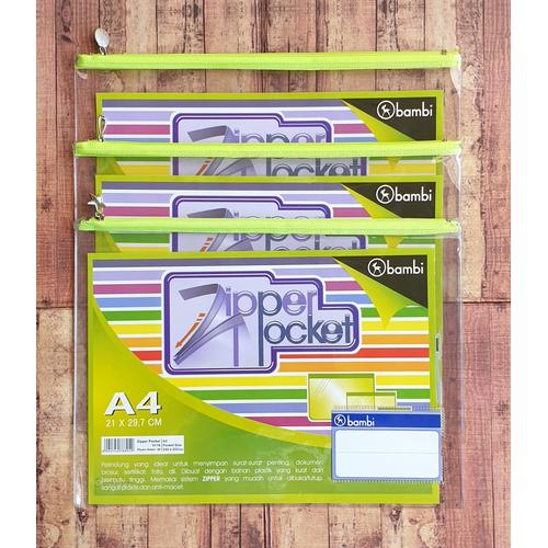 Jual Zipper Pocket Bambi A4 Card Case di Dalam 24 x 33 cm - Map Kantung ...
