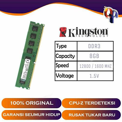 Jual KINGSTON LONGDIMM 8GB DDR3 1600MHZ - KVR16N11/8 - Jakarta Pusat - QueenProcessor | Tokopedia