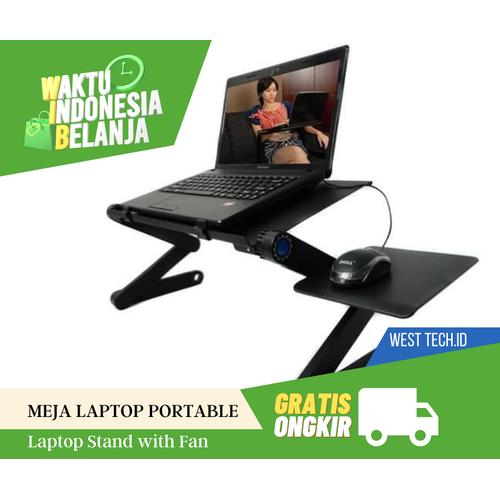 Jual Meja Laptop Portable | Laptop stand with Fan |Meja Lipat komputer ...