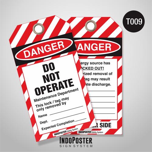 Jual TAG OUT LOTO OSHA PVC INDOPOSTER DANGER Do Not Operate - Kab ...