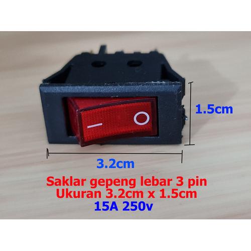 Jual Saklar Gepeng 3 Pin tebal 3.2cmx1.5cm 15A CP - rocker switch on ...
