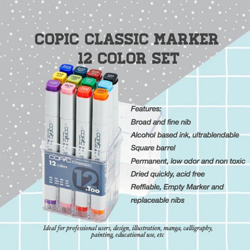 Jual Copic Marker Set 12 Classic Basic Color Spidol Gambar Arsitektur ...