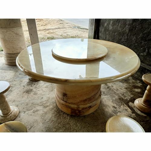 Jual Meja Makan Bulat Putar Ukuran Besar Batu Onyx Super Bening ...