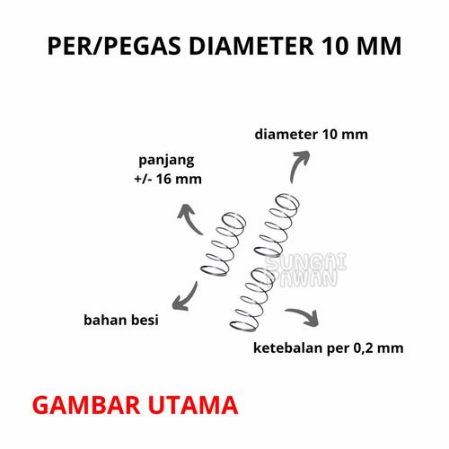 Jual Per pegas tekan diameter 10 mm spring besi kawat panjang 16 mm ...