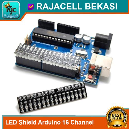 Jual LED Shield Arduino 16 Channel Running Led Shield for Arduino Uno ...