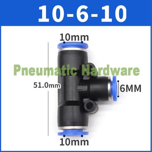 Jual Pneumatic Fitting Tee Reducer Connector T Selang 10mm ke 6mm KG53 ...