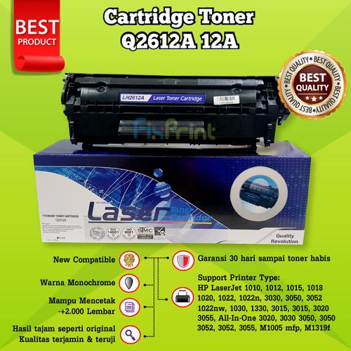 Jual Cartridge Toner Compatible HP 12A Q2612A Printer 1010 1020 1022 3050 - Kota Tangerang ...