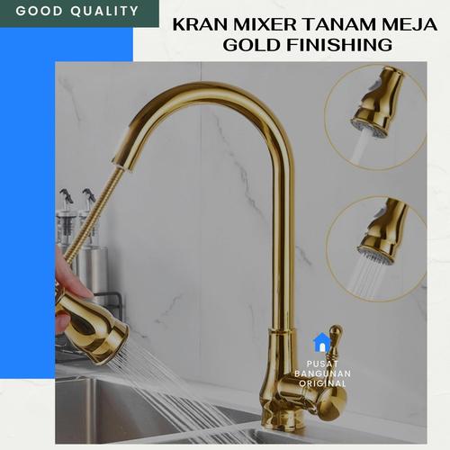 Jual KRAN PANTRY MIXER PANAS DINGIN / KRAN DAPUR TARIK EMAS GOLD ...