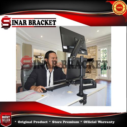 Jual Bracket laptop dan monitor jepit meja dual arm NB H160 17-27 inch ...