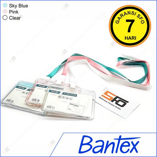 Jual ID Card Holder Transparant Bantex Landscape + Lanyard (85mm x 54mm ...
