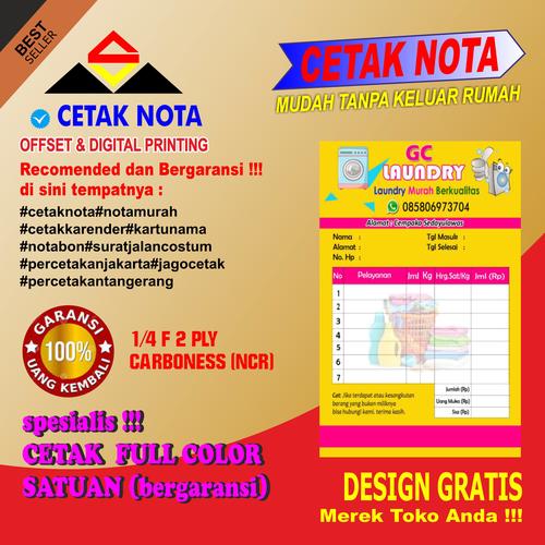 Jual Nota Full Color Khusus 2 buku 1/2F 2 ply NCR - Jakarta Barat ...