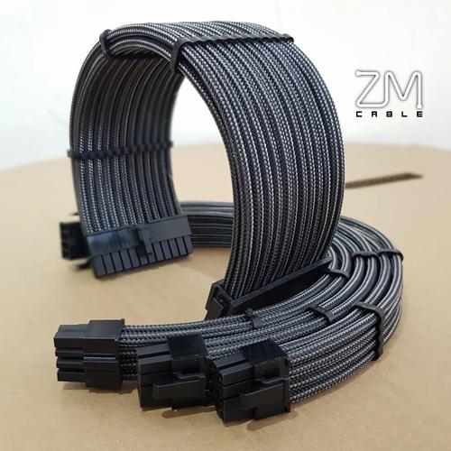 Jual Custom Sleeve Extension PSU Cable Kit - Carbon - 6 Pin Pcie - Kota ...
