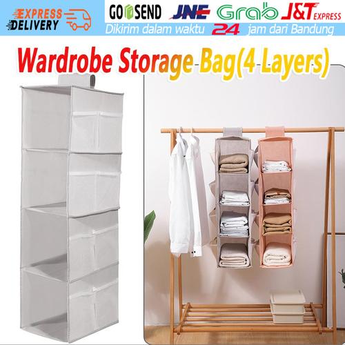 Jual Rak Tas Kain Gantung 4 susun Lemari Tempat Penyimpanan Pakaian ...