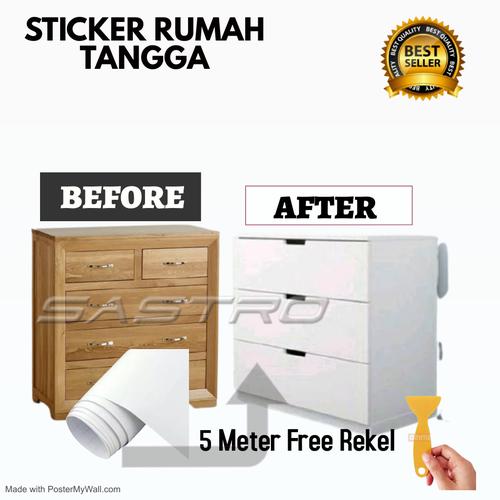Jual Stiker vinyl lemari meja furniture kitchen set - Putih glossy ...