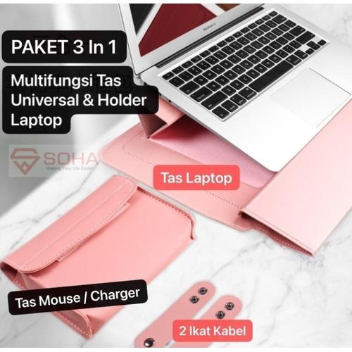Jual LC-01 15 Inch Laptop Case Stand Sleeve PREMIUM LEATHER Kulit ...