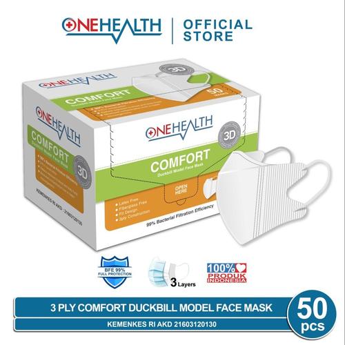 Jual ONEHEALTH MASKER MEDIS 3D COMFORT DUCKBILL MODEL 3 PLY SURGICAL ...