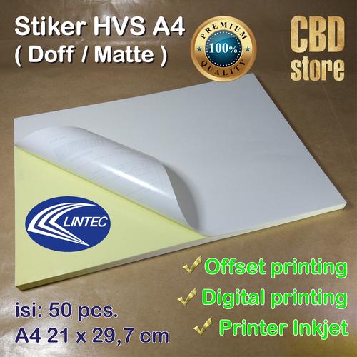 Jual Kertas Stiker HVS A4 Sticker HVS Doff Matte isi 50 pcs merek ...