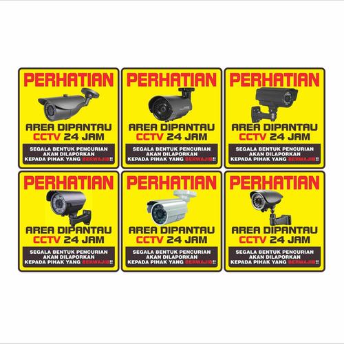 Jual stiker sign label CCTV area dipantau 24 jam 16x16cm waterproof ...