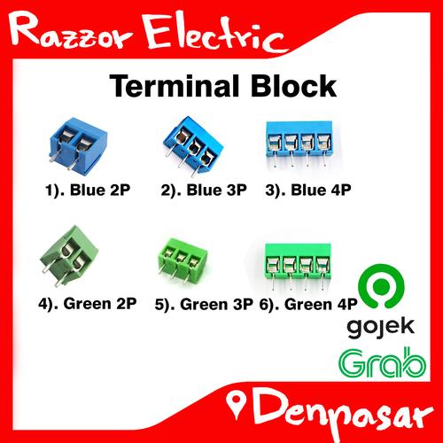 Jual Terminal Block PCB 2P 3P 4P - 2 Pin 3 Pin 4 Pin Biru Hijau Blue ...