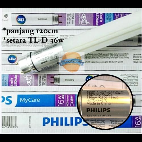 Jual LAMPU TL LED ECOFIT 16w 16 w 16watt 16 watt PHILIPS T8 panjang 120cm - Putih 6500K ...