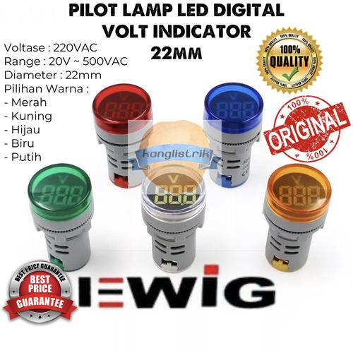 Jual PILOT LAMP LED DIGITAL DENGAN VOLT INDICATOR 22mm 220vAC - Kuning ...