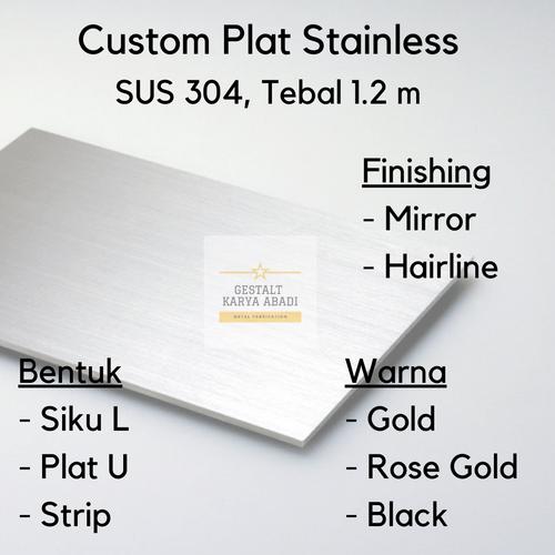 Jual Plat Stainless mirror gold sus 304 tbl 1.2 mm ukuran 25 cm x 60 cm ...