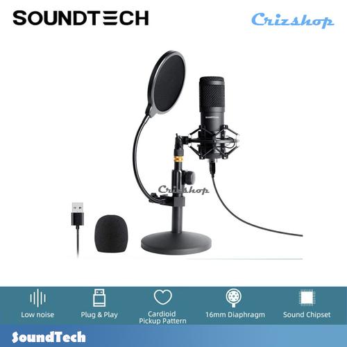 Jual SOUNDTECH Microphone Condenser Recording Streaming , vlogger ...