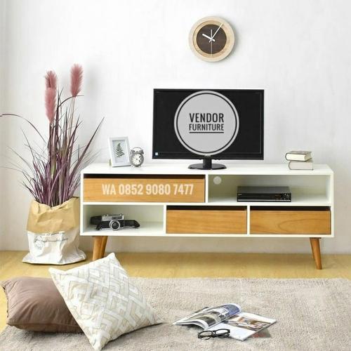 Jual Meja TV Retro Minimalis HPL Meja TV HPL Kaki Kayu Retro - Panjang ...