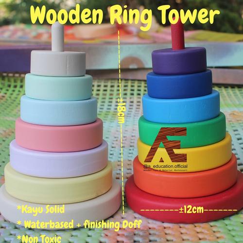 Jual wooden stacking tower / Wooden ring tower - Natural Only - Kab ...