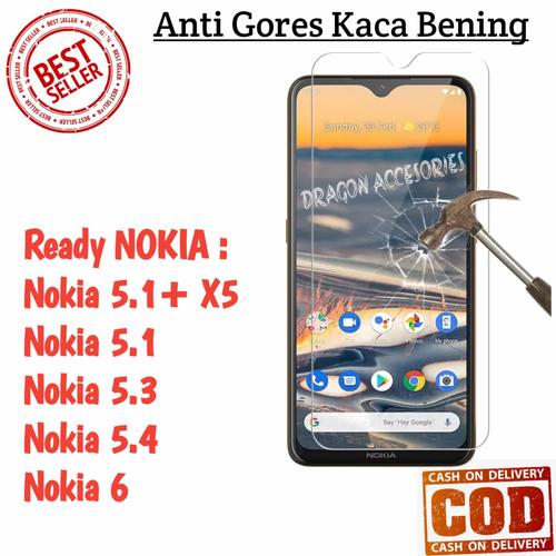 Jual Anti Gores Bening Nokia 5.1+ X5 5.1 5.3 5.4 6 Screen Tempered Glass - Nokia 5.4 - Jakarta ...
