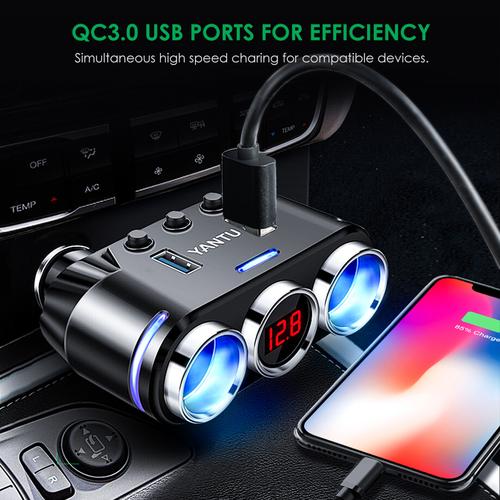 Jual USB Charger Mobil 3 Slot Volt Meter Fast Charging 12 24 V - OEM 2 ...