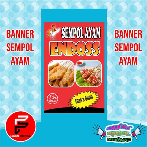 Jual banner / spanduk / backdrop toko sempol ayam ukuran 80 x 100 cm ...
