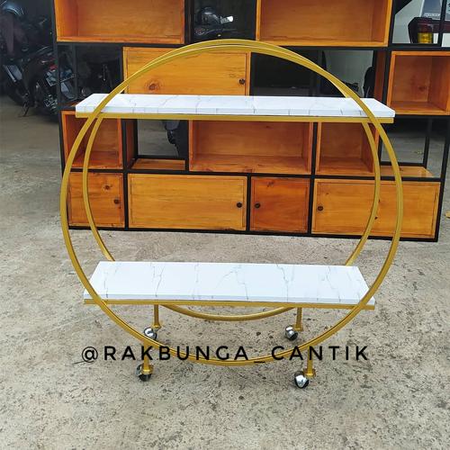 Jual rak bunga minimalis susun besi rak bunga roda kayu shabby rak ...
