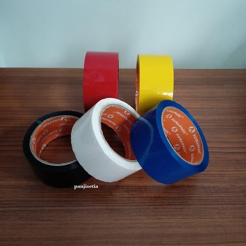 Jual LAKBAN WARNA AURAPACK 2 INCH 45MM X 55Y SOLATIP PUTIH MERAH HITAM ...