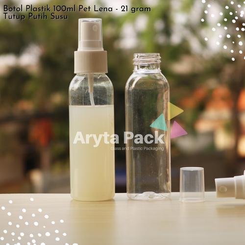 Jual PET227. Botol plastik 100ml PET Lena natural tutup spray putih ...