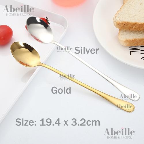 Jual SENDOK TEH OVAL BULAT DESSERT STAINLESS GAGANG PANJANG 19CM - GOLD ...