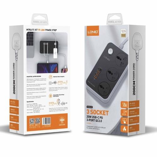 Jual LDNIO SC3412 stop kontak 3 lubang 3Usb + 1 port PD USB-C fast charging - Jakarta Pusat ...
