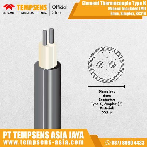 Jual 6mm SS316 Element Thermocouple Type K (MI) Simplex Tempsens ...