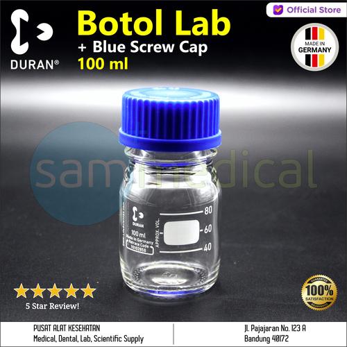 Jual Schott Duran Botol Lab / Lab Bottle + Screw cap Biru - 100 ml ...